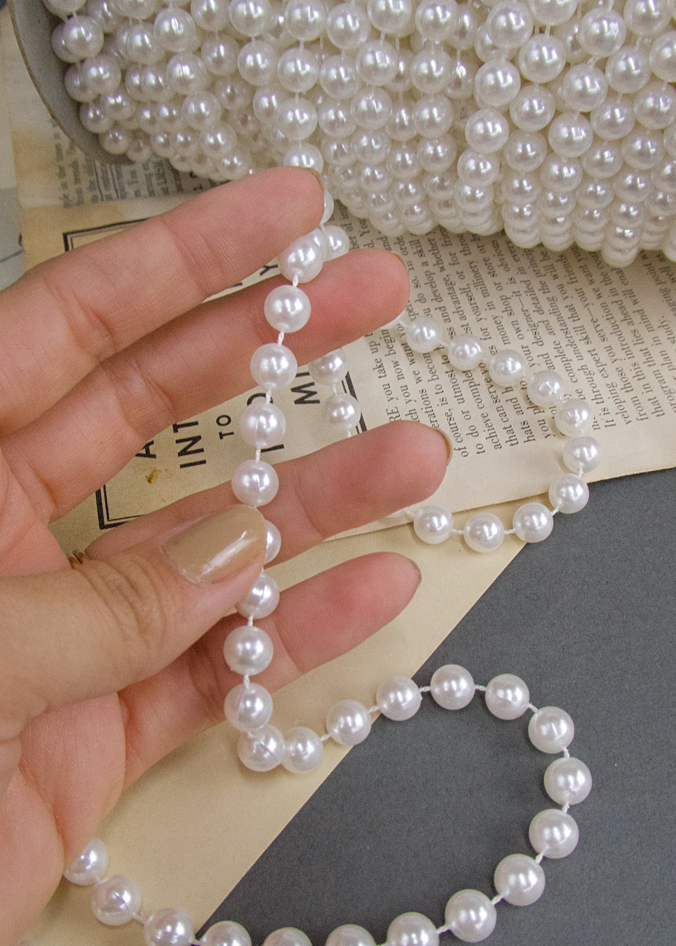 8mm Off White Pearl Roll, 40 Yards – ShopJemme