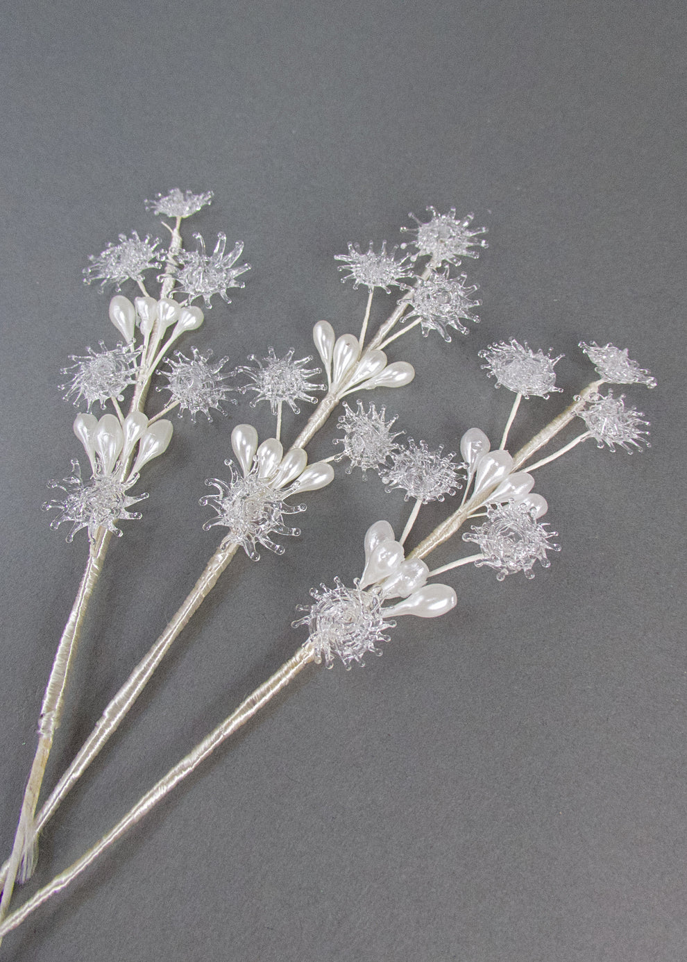 Soft Ivory Wax Bead Stem with Crystal Floral Bursts – ShopJemme