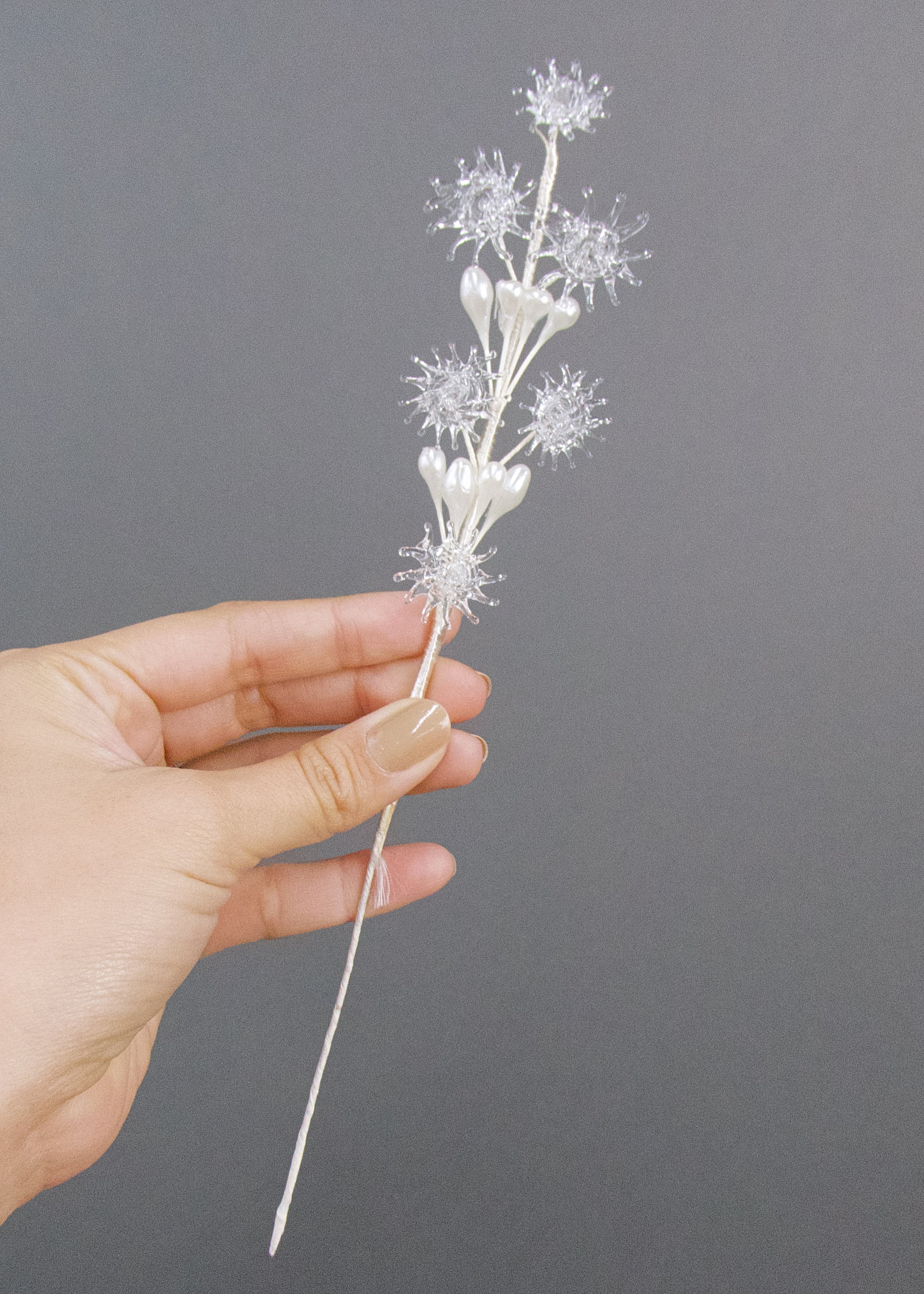 Soft Ivory Wax Bead Stem with Crystal Floral Bursts – ShopJemme