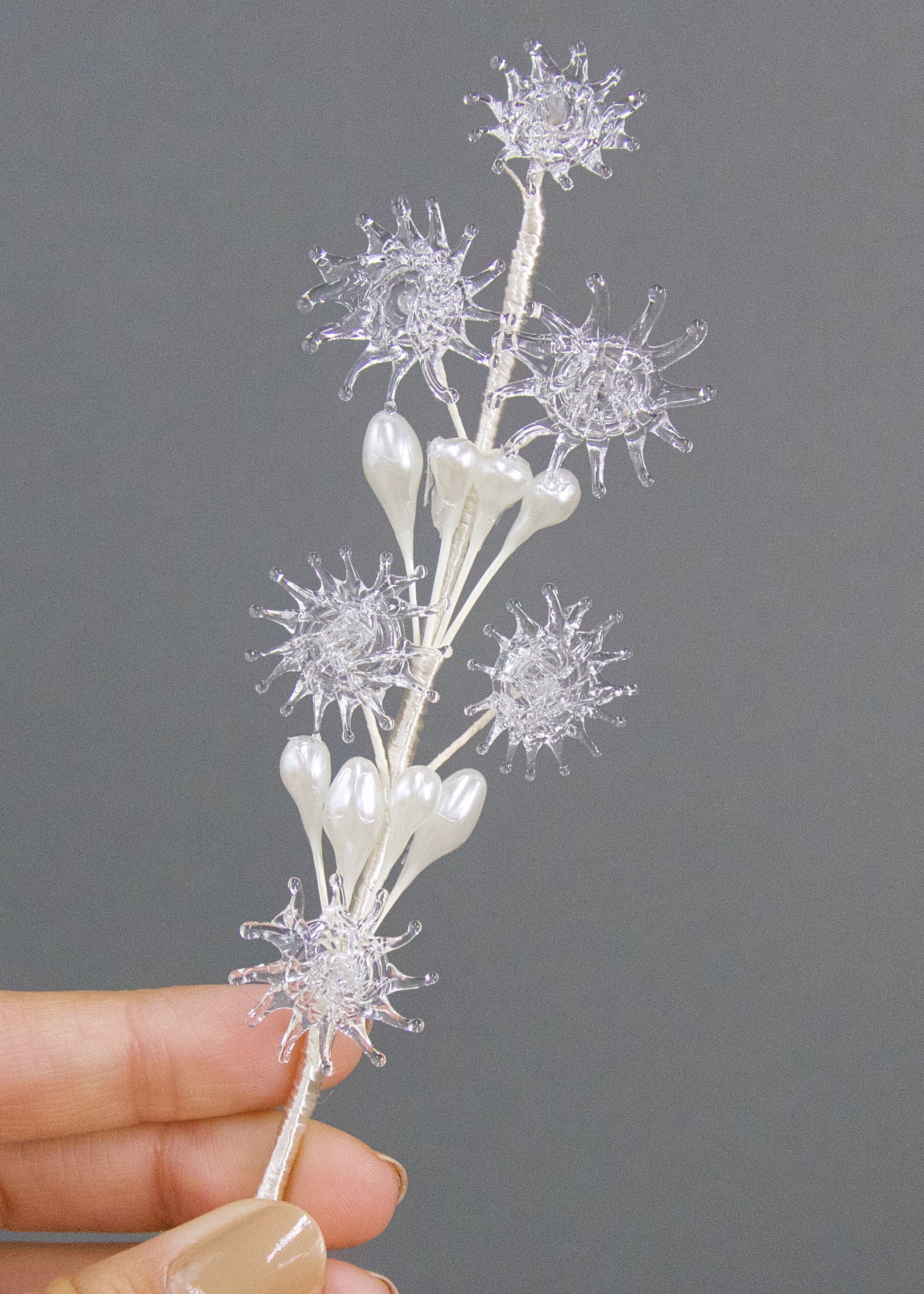 Soft Ivory Wax Bead Stem with Crystal Floral Bursts – ShopJemme