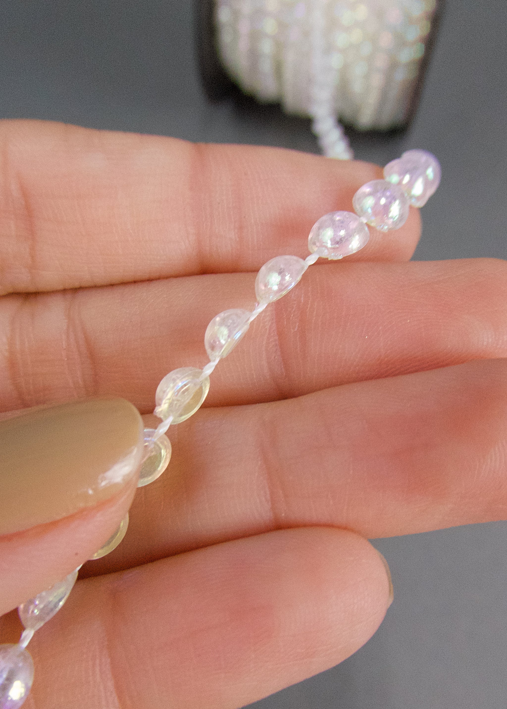 5mm Iridescent Flattened Back Bead Roll, 25 Yards – ShopJemme